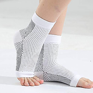 Soothe Socks for Neuropathy Pain, Outdoor Sports Ankle Compression Foot Cover, Soothe socks for Neuropathy, Soothe socks for Foot, Ankle Brace Compression Support (White, Large/XLarge)