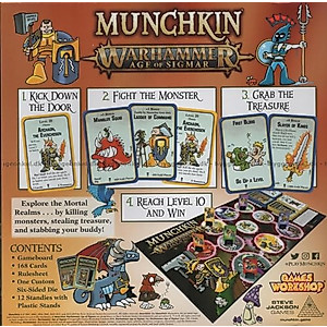 Steve Jackson Games Munchkin Warhammer Age of Sigmar Board Game (Base Game) | Adult, Kids, & Family Game | Fantasy Adventure Roleplaying Game | Ages 10+ | 3-6 Players | Avg Play Time 120 Mi n