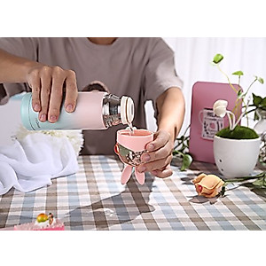 Girls Travel Mug,Cute Rabbit Vacuum Water Bottle-Leak-proof Insulation Tumbler For Kids Adult,12 Ounce (Purple)