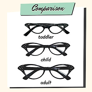 Hip Hop 50's Shop Womens Cat Eye Rhinestone Glasses (Black)