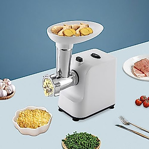 Meat Grinder, 1000W Stainless Steel Sausage Maker with 3 Plates, Sausage Stuffer Tube and Food Pusher, Meat Grinder Electric, for Home & Kitchen (White)