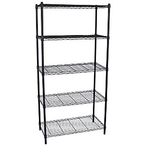 Internet's Best 5-Tier Wire Shelving - Flat Black - Heavy Duty Shelf - Wide Adjustable Rack Unit - Kitchen Storage