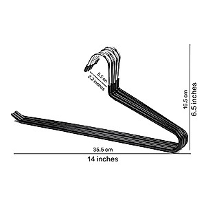 YQMY Pants Hangers Slack/Trousers Hangers 10 Pack, Open Ended Design Space Saving Slim Strong and Durable Anti-Rust Chrome Metal Hangers (Black Heavy Duty)