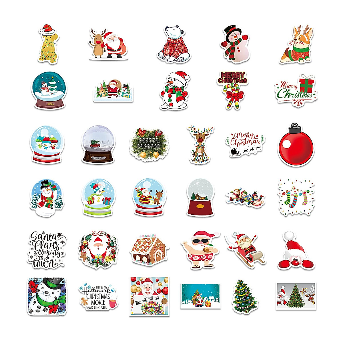 Guer Christmas Stickers 103PCS Santa Snowflake Merry Christmas Decorations for Teens Cute Decals for Scrapbooking Envelope Snowboard Water Bottle Laptop Gloves