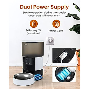 PUET Automatic Cat Feeder with Camera, Timer Voice 1080P HD Video Recording, Height Adjustable 3L WiFi Pet Feeder with 2-Way Audio, Programmable Dog Food Dispenser 1-8 Meal Per Day