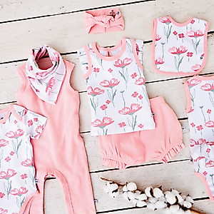 HonestBaby Multipack Gift Bundle Sets Mix Match Outfits 100% Organic Cotton for Newborn Infant Baby Boys, Girls, Unisex, 6-Piece Strawberry Pink Floral, Preemie