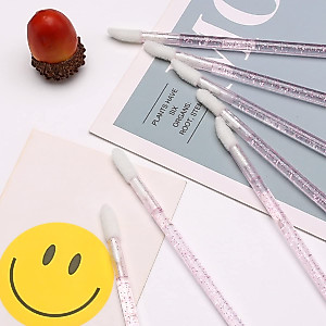 iminoo 200 PCS Disposable lip wands and mascara wands, Disposable Mascara Lipstick Makeup Brushes Eyelash Lip Gloss Brushes Applicators Makeup Tool (200, Crystal Pink)