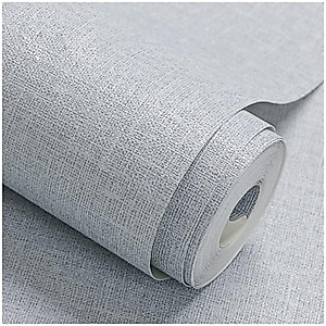 Fabric Peel and Stick Wallpaper Gray Faux Grasscloth Wallpaper Self-Adhesive 17.8” x 118” Linen Wallpaper Removable Wallpaper Embossed Textured Contact Paper Decoration Backsplash Countertop Liners