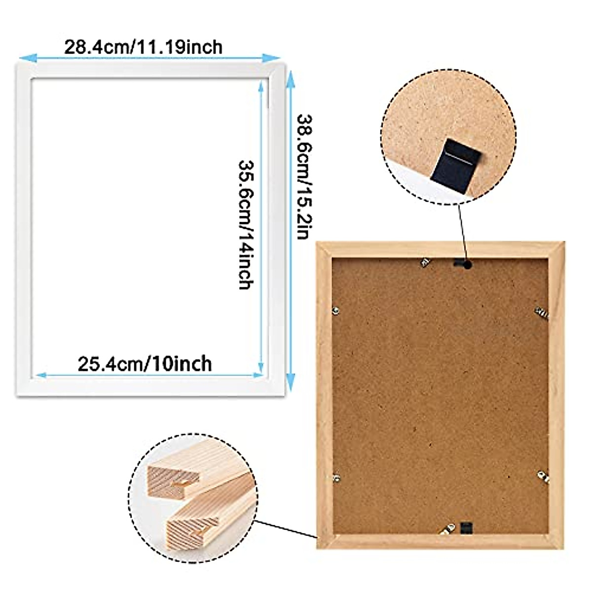 Fun Gift Diamond Painting Picture Frames 10x14, for 12 x 16 in /30 x 40cm 5D Diamond Painting Art Kits Diamond Painting Pictures or Photos, White Natural Solid Wood Wall Hanging Picture Frame