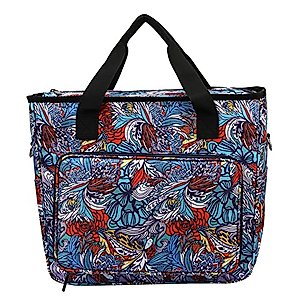 Knitting Yarn Bag, Portable Crochet Storage Tote Bag with Detachable Shoulder Strap for Storage Crochet Hooks, Knitting Needles, Yarn Skeins,Knitting Accessories Organizer (Vintage Flowers)