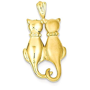 IceCarats 14K Yellow Gold Cats Necklace Charm Pendant 24mm x 12mm Only
