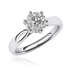 Sterling Silver 2.0 CT Classic 6-Prong Solitaire Genuine Moissanite Engagement Ring Promise Bridal Wedding Ring (6)