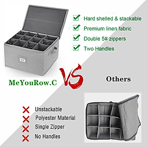 MeYouRow.C Wine Glass Storage,crystal Stemware Storage Cases For Champagne/ White & Red Wine Glass,Glasses Cup Storage Box With Dividers For 12.