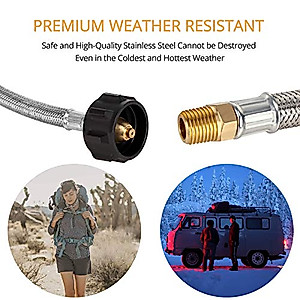GASLAND 12 Inch Stainless Braided RV Propane Pigtail Hose for Camper, 1/4" NPT RV Propane Hose for 2-Stage Regulator, 1/4" Inverted Male NPT & QCC1 Propane Tank Hose for RV Propane Regulator, 2 Pack