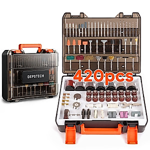DEPSTECH Rotary Tool Accessories Kit, 420Pcs Accessory Set, 1/8"(3.2mm) Diameter Shanks, Universal Kit Fits All Tool for Carving, Sanding, Cutting, Drilling, Grinding, Cleaning and Polishing- AT420