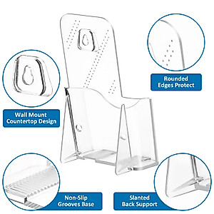 Acrylic Brochure Holder, 6-Pack Plastic Trifold 4 Inches Wide Pamphlet Holder Wall Mount/Countertop Organizer for Display Flyer, Booklet, Document, Literature