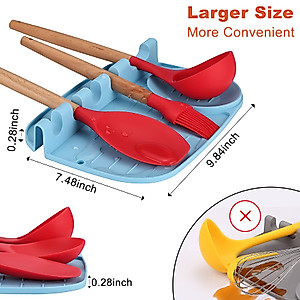 Spoon Rest: Silicone Spoon Rest for Kitchen Counter - Utensil Rest with Drip Pad, Heat-Resistant, BPA-Free Spoon Rest & Spoon Holder for Stove Top (Blue)