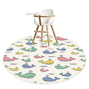 Splat Mat for Under High Chair 43.3″, Waterproof Anti Slip with No Layering Design Splash Mat for Art/Crafts/Playtime on Floor or Table, Reusable Eating Mess Mat Spill Mat Floor Protector