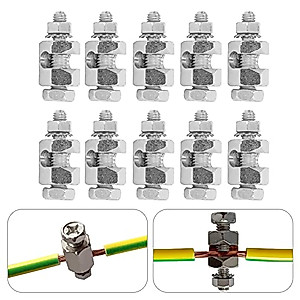 Focket 10PCS Solar Panel Photovoltaic Nut and Solar Earthing Ground Clip Cable Clamp for Bare Wire, Safe On Coupling Earthing Ground Lug Cable Clamp Ground Clamp Fasteners Clip