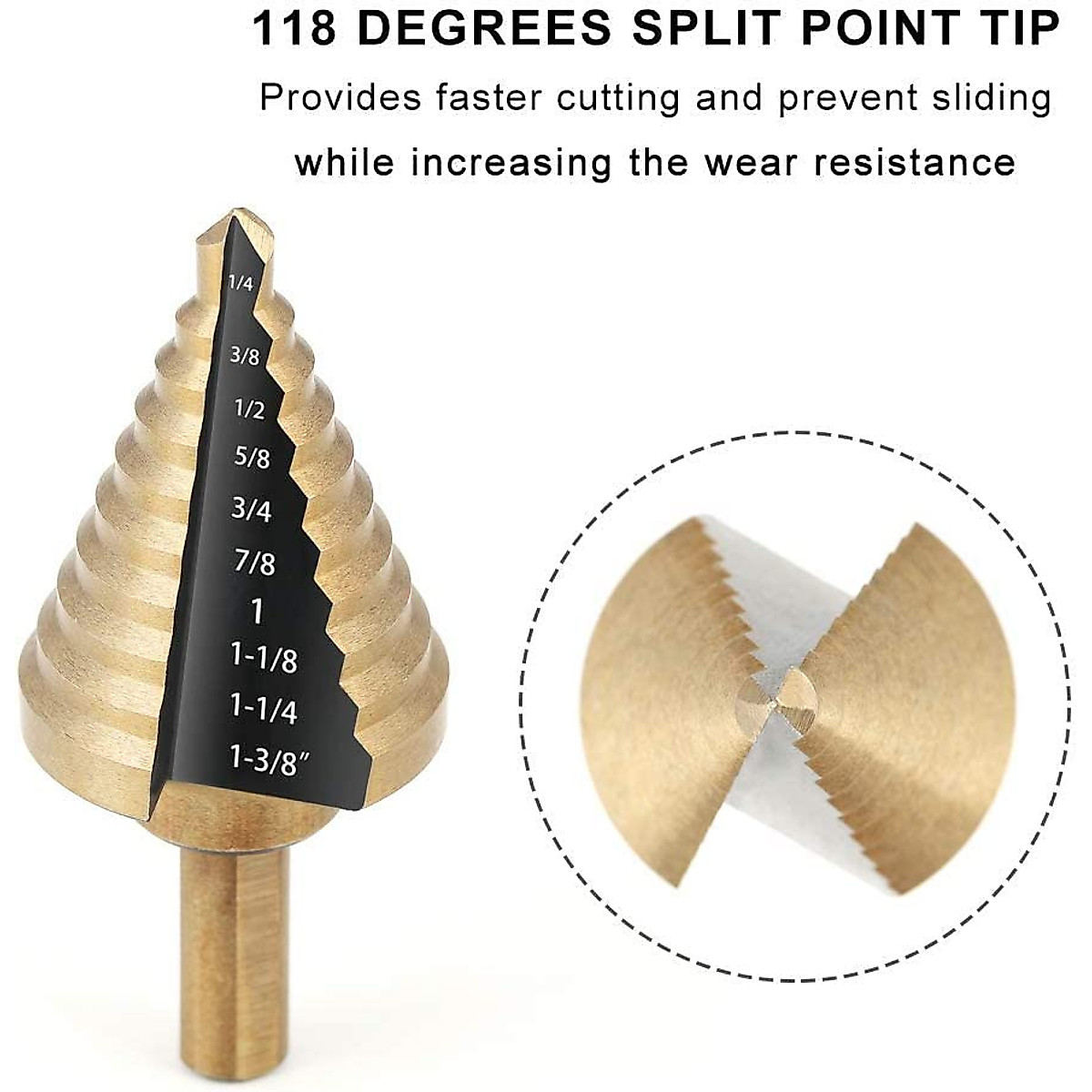 Loboo Idea 6 Pieces/Set Step Drill Bit Set & Automatic Center Punch (6-Pieces/Set, Black)