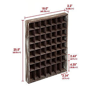 J JACKCUBE DESIGN - Rustic Wood Shot Glasses Display Case 56 Compartments Wall Mount Pint glass Shadow box Bar Cabinet Collection Freestanding - MK524A