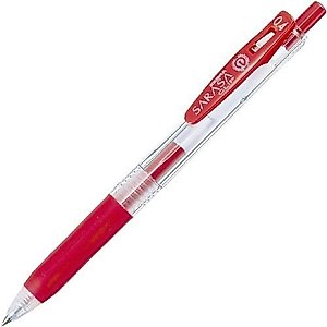 Zebra Sarasa Clip Gel Ink Ballpoint Pen, 0.4mm Tip, Red, Pack of 10
