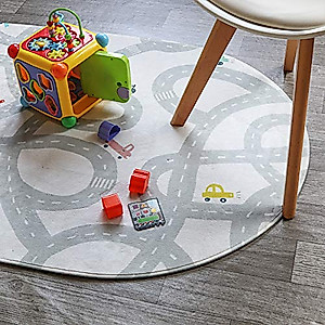 LIVEBOX Road Traffic Kids Play Area Rug 3' x 5' Washable Playroom Educational & Fun with Cars and Toys Non-Slip Children Nursery Rugs for Living Room Bedroom Classroom Entryway Kids Tent