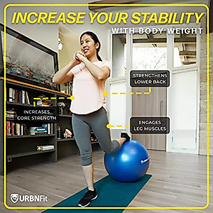 URBNFit Exercise Ball - Yoga Ball for Workout, Pilates, Pregnancy, Stability - Swiss Balance Ball w/Pump - Fitness Ball Chair for Office, Home Gym, Labor- Blue, 26 in