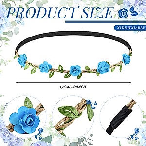 Chuangdi 50 Pcs Multicolor Flower Headband, Floral Crowns Wreath Garland, Bohemian Fairy Ribbon Hair Band for Girl Women, Wedding, Vacation, Party, Daily Wear