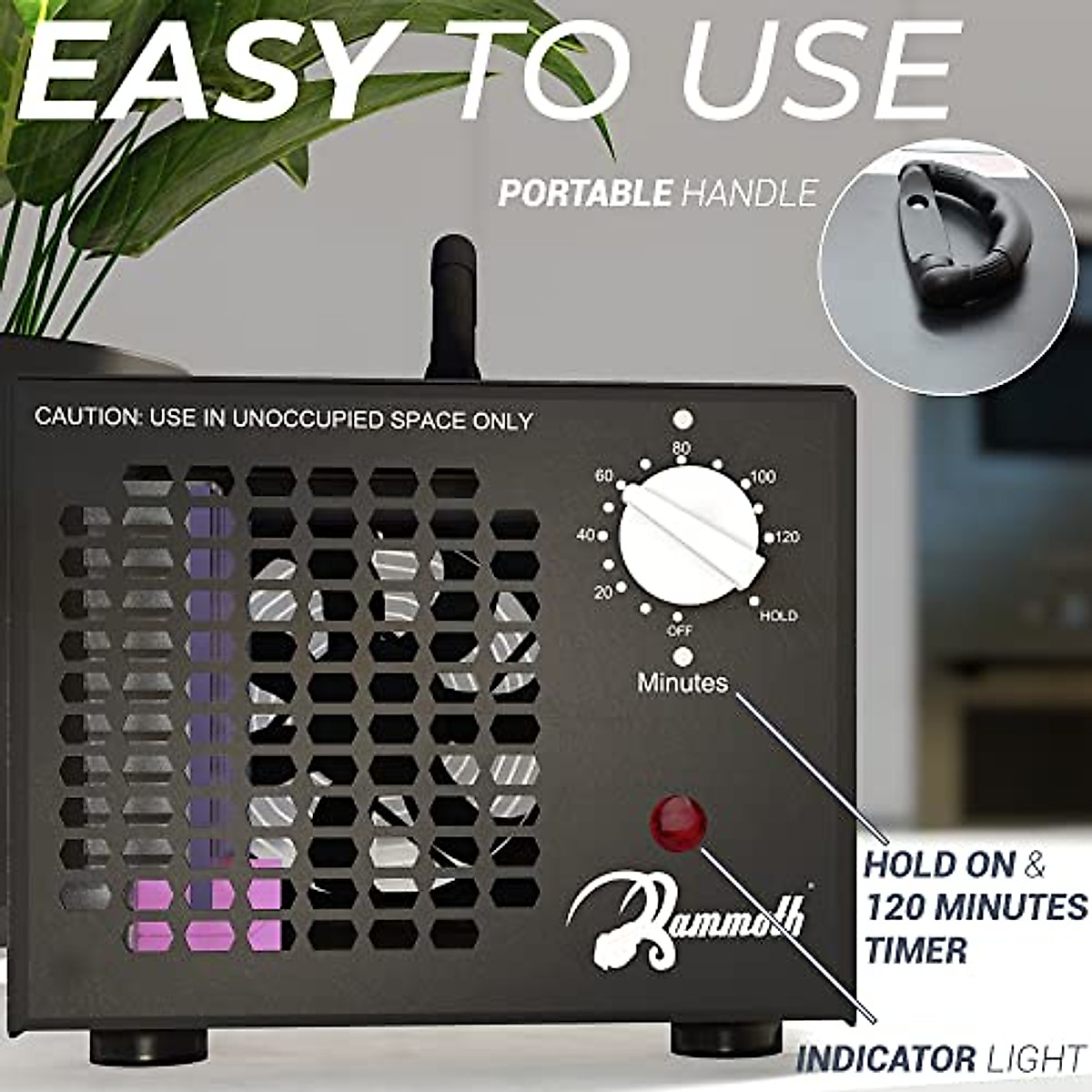 Mammoth 10,000mg Ozone Generator, Ozone Machine Odor Removal - Air Purifier for Odors in Home, Car, and Large Rooms (10,000mg)