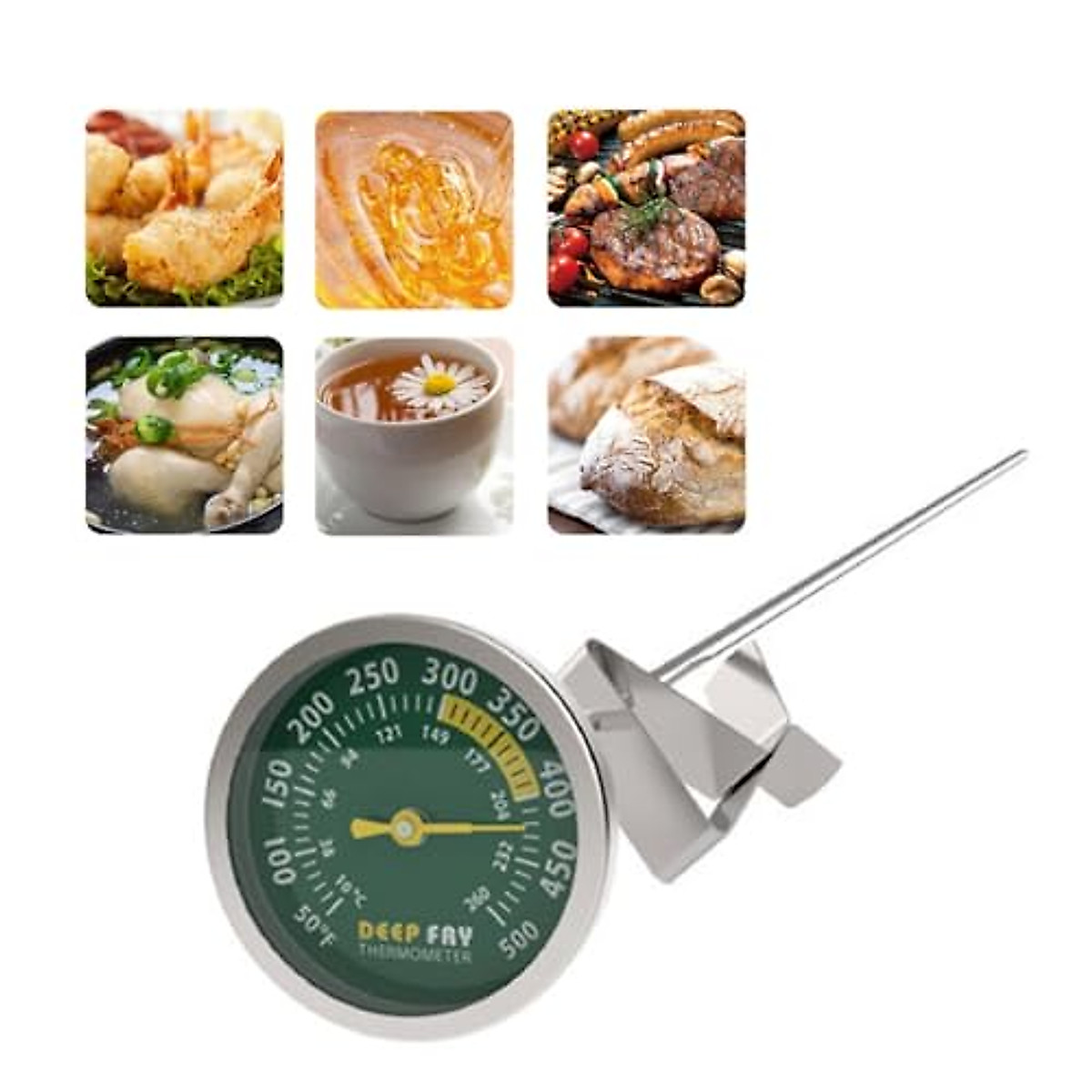 CAZSTYK Kitchen with Clip Probe Dial Type Deep Fry Oil Temperature Gauge
