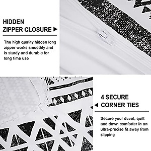 PHF Washed Soft Duvet Cover Set California King Size, 3 Piece Boho Stripe Printed Comforter Cover Set, Ultra Soft Comfy Durable Bohemia Farmhouse Duvet Cover with Zipper Closure,104"x98",Black & White