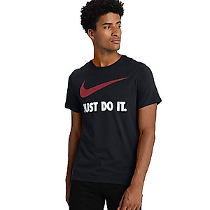 Nike Sportswear Men's Just Do It Swoosh Tee (Small, Black/White/Team Orange)