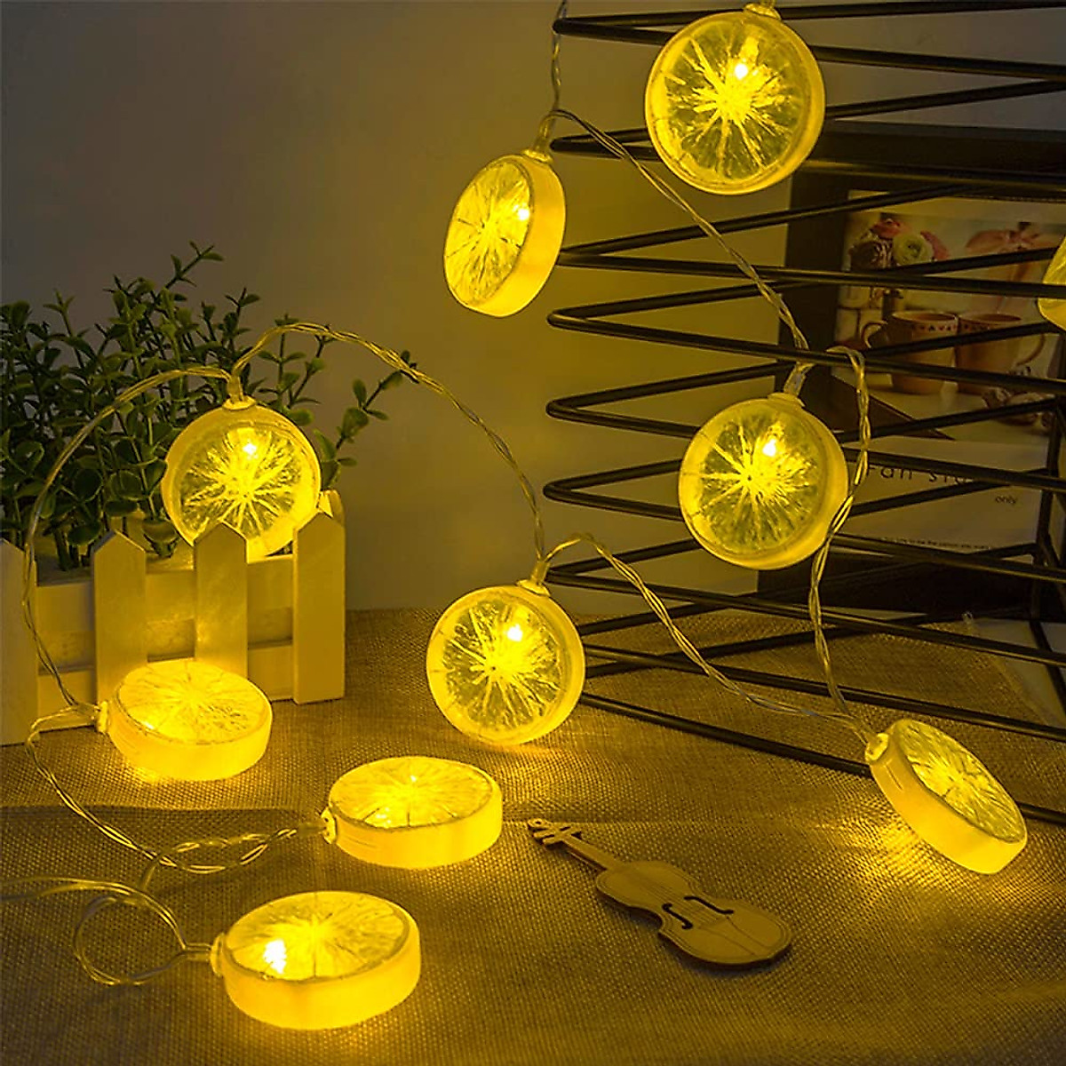 CALIDAKA Fruit String Lights, 10 LED Flashing String Battery Powered Indoor Outdoor Lighting Lamp for Wedding Home Birthday Garden Yard Patio Party Decorations (Pineapple)