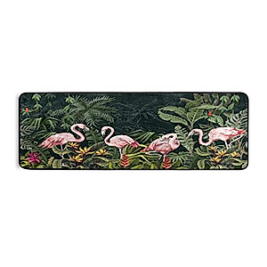 ALAZA Pink Flamingo The Jungle Runner Area Rug Non Slip Floor Mat for Hallway Entryway Living Room Bedroom Dorm Home Decor 72x24 inches