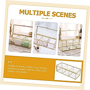 Holibanna Box Jewelry Storage Box Compartment Makeup Case Jewelry Display Boxes Tea Holder for Tea Bags Organizer Jewelry Storage Organizer Drawer Organizer with Lid Glass Jewelry Box Office