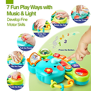 Baby Toys 6 to 12 Months Infant Piano Toys 6 9 12 18-Month-Old Baby Elephant Toys Musical Light Baby Early Learning Educational Toys Toy Gift Toy for 1-Year-Old Boys Girls Christmas Stocking Stuffers