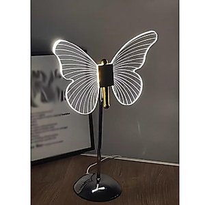 GRFIT Bedside Night Stand Lamp Butterfly Crystal Table Lamp Decorative Night Lamp USB Plug-in Dimmable Bedroom Bedside Desktop Arrangement Acrylic Desk Lamp (Color : B)