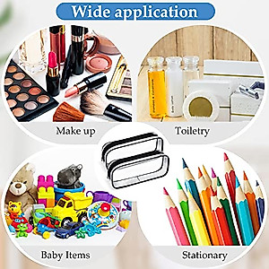 Cindeer 12 Pcs Clear PVC Pencil Bags with Zipper Pencil Pouch Clear Pencil Box Travel Toiletries Bag Makeup Bags Large Capacity Pencil Bag for Office Stationery Travel Storage (Black)