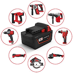 rebicacate Replace Battery 18V for All Milwaukee M18 Battery 48-11-1850 48-11-1840 M18 M18B Cordless Power Tools Milwaukee 18V Battery Lithium-Ion 2 Packs