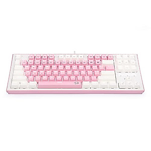 Redragon K611 Dual Color Keys Mechanical Gaming Keyboard Single White LED + RGB Side Edge Backlit 87 Key Tenkeyless Wired Computer Keyboard with Blue Switches for Windows PC (Pink + White)