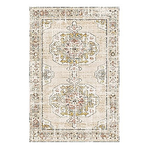 Corismatte Washable Bohemian Doormat, Non-Slip Small Rug for Entrance, Multi/Brown 2’x3’