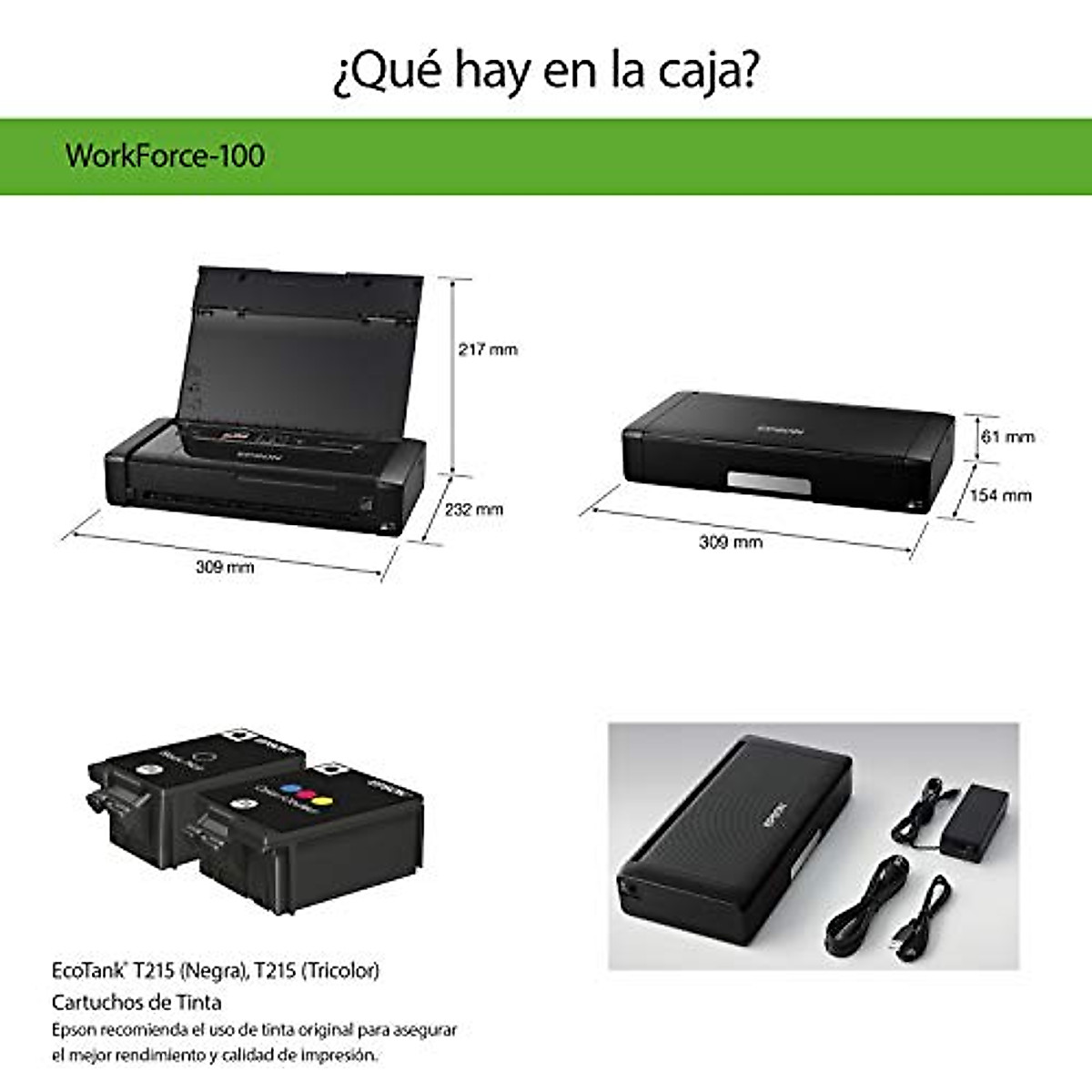 Epson Workforce WF-100 Wireless Color Mobile Printer, Amazon Dash Replenishment Ready