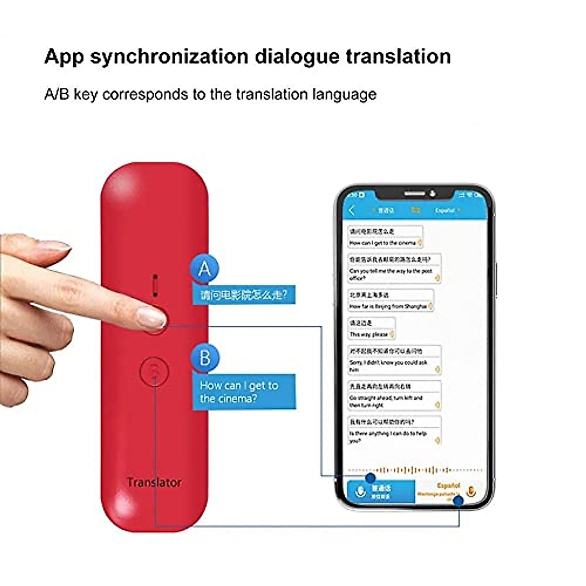 WDSD C-1 5.0 Rechargeable Fast Connection Mini Portable Voice Multi-Language Smart Translator for Overseas Business Meeting (Color : White-Dinosaur Doodle4)