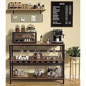 COZY EAGLE Coffee Bar Cart, Bar Carts for The Home, Mini Bar Cart, Coffee Bar Cabinet with Storage, Wine Rack, Mini Coffee Bar Table for Home, Kitchen, and Liquor Buffet Cabinet - 39.4 inch - Rustic