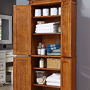 Homestyles Storage Pantry with Drawer and Adjustable Shelves 72 Inches High by 30 Inches Wide Distressed Oak