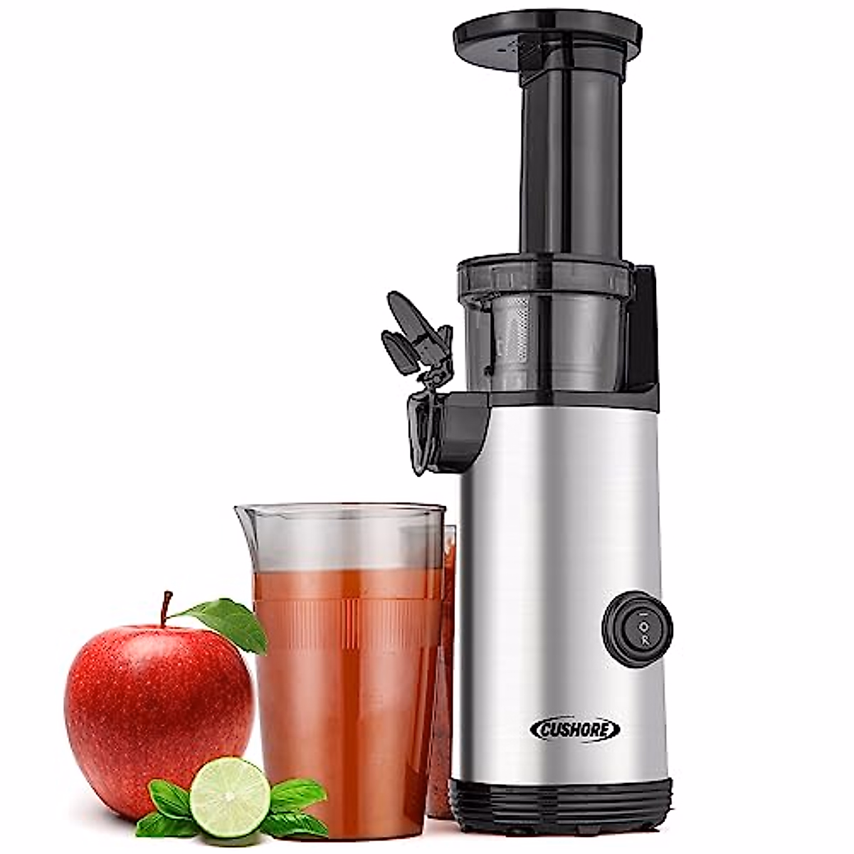 Cushore Masticating Juicer with Powerful 60NM DC Motor, Easy to Clean Cold Press Juice Extractor, Low Noise, Nutrient and Vitamin Dense, 20oz Pulp Cup and Juice Cup and Clean Tool are included