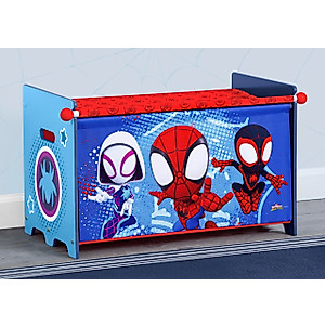 Delta Children Marvel Spidey and His Amazing Friends Toy Box with Retractable Fabric Top, Blue