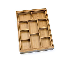Lipper International 8882 Bamboo Wood Expandable to 18-3/4" Flatware Drawer Organizer with Removable Dividers