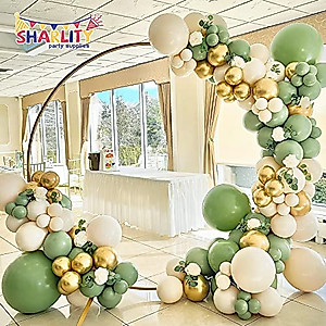 Sharlity 130PCS Sage Green Balloon Garland Arch Kit Olive Green Balloons Different Sizes 18 12 10 5 Inch for Baby Shower Jungle Safari Birthday Party Decorations
